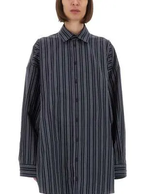 Balenciaga Oversize Striped Cotton Shirt - Blue