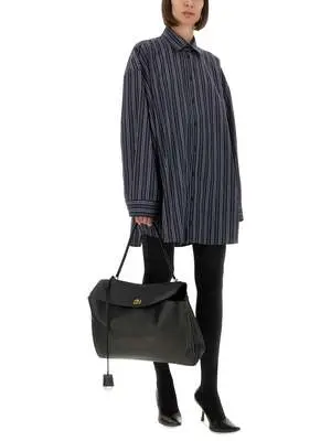 Balenciaga Oversize Striped Cotton Shirt - Blue