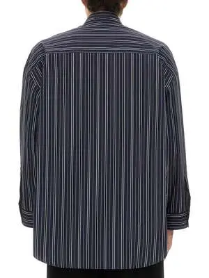 Balenciaga Oversize Striped Cotton Shirt - Blue