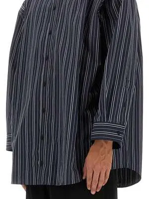 Balenciaga Oversize Striped Cotton Shirt - Blue