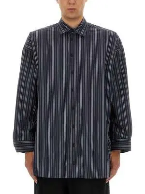 Balenciaga Oversize Striped Cotton Shirt - Blue