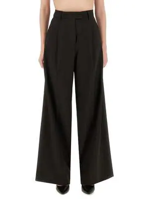 Sportmax Wide Leg Virgin Wool Trousers - Brown