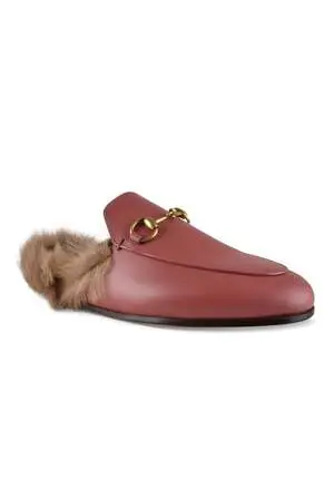 Gucci Princetown Mules With Lambswool Lining - Pink