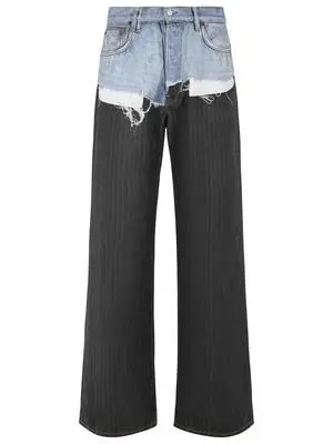 Acne Studios Cotton Jeans With Pinstripe Detail - Blue