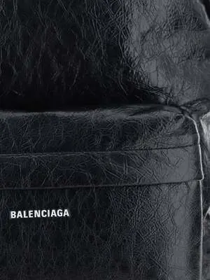 Balenciaga Explorer Leather Backpack - Black