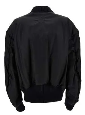Off-White Black Nylon Bomber Jacket With Tonal Logo Embroidery - Multicolor