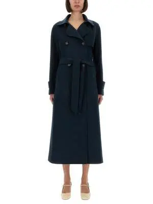 Max Mara Double-breasted Virgin Wool Coat - Blue