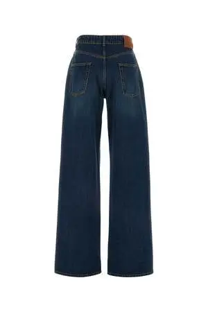 Alexander McQueen Wide Leg Denim Trousers - Multicolor