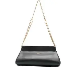 Prada Leather Shoulder Bag With Chain Strap - Black