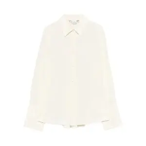 Max Mara Silk Spandex Button-up Shirt - Cream