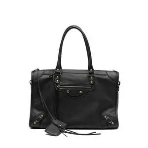 Balenciaga Grained Leather Tote Bag - Black