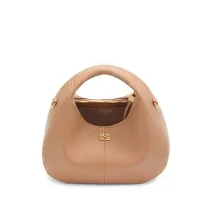 GANNI Leopard-print Satchel With Twisted Top Handle - Brown
