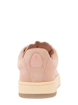 LANVIN Low Top Pink Suede Sneakers With Oversized Laces - Multicolor
