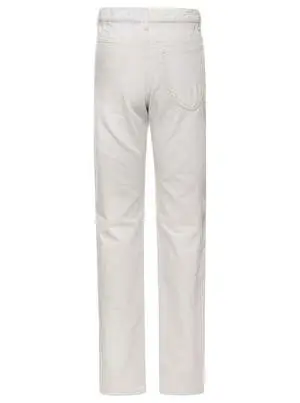 MAISON MARGIELA White Cotton Denim Straight Leg Jeans With Contrasting Stitching - Multicolor