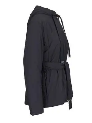 Herno Nylon Hooded Jacket With Belt - Blue
