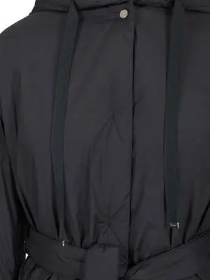 Herno Nylon Hooded Jacket With Belt - Blue