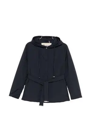 Herno Nylon Hooded Jacket With Belt - Blue