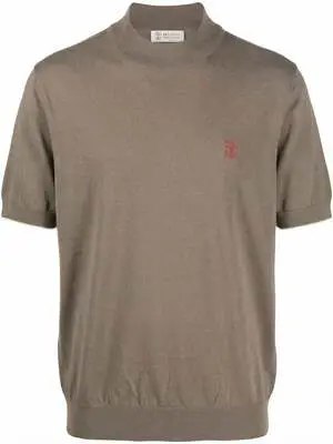 Brunello Cucinelli Mock Neck Short Sleeve Sweater
