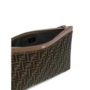Fendi Calf Leather Monogram Clutch