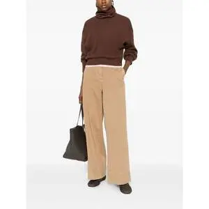 Brunello Cucinelli Ribbed Knit Roll Neck Long Sleeve Jumper - Brown