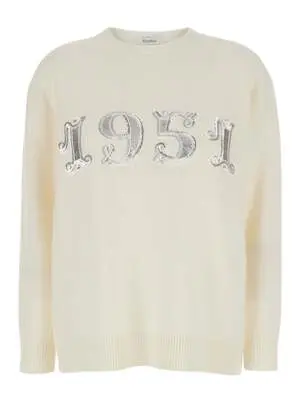 Max Mara Wool And Cashmere Sweater With 1951 Embroidery - Multicolor