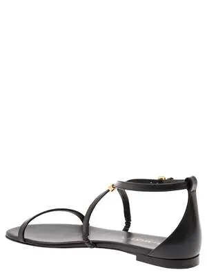 Alexander McQueen Leather Sandals With Engraved Logo - Multicolor