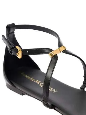 Alexander McQueen Leather Sandals With Engraved Logo - Multicolor