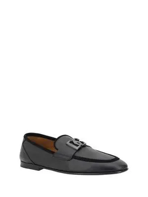 Dolce & Gabbana Leather Loafers With Dg Plaque - Black