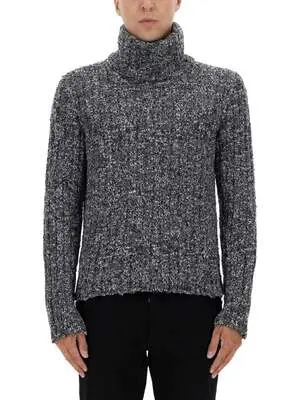 Dolce & Gabbana Turtleneck Pullover In Virgin Wool Blend - Gray