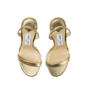 JIMMY CHOO Tone Leather Strappy Heeled Sandals - Gold
