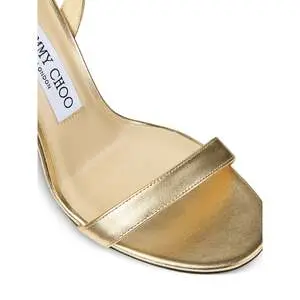 JIMMY CHOO Tone Leather Strappy Heeled Sandals - Gold