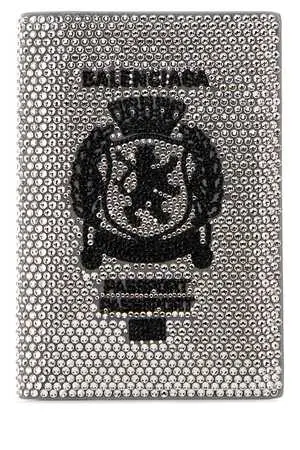 Balenciaga Embellished Leather Passport Holder - Silver
