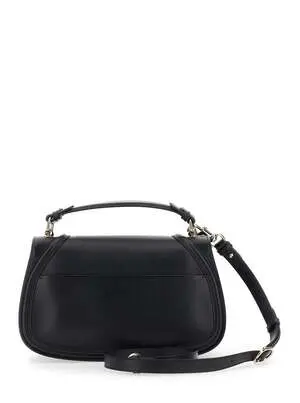 Gucci Leather Blondie Handbag With Gg Logo Plaque - Black