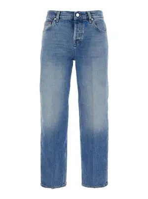 Gucci Denim Jeans With Rear Logo Patch And Faded Effect - Multicolor