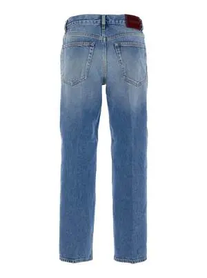 Gucci Denim Jeans With Rear Logo Patch And Faded Effect - Multicolor