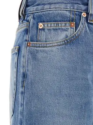 Gucci Denim Jeans With Rear Logo Patch And Faded Effect - Multicolor