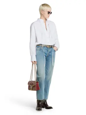 Gucci Denim Jeans With Rear Logo Patch And Faded Effect - Multicolor