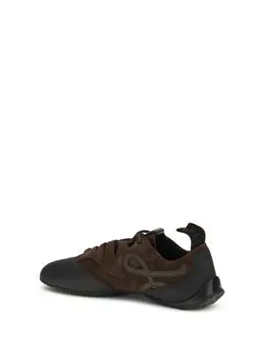 Loewe Grip Sneakers In Suede Calfskin - Brown
