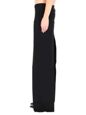 Rick Owens Long Skirt With Center Slits In Wool - Black