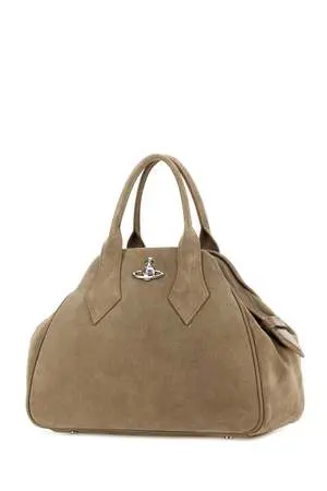 VIVIENNE WESTWOOD Dove Grey Suede Medium Yasmine Handbag