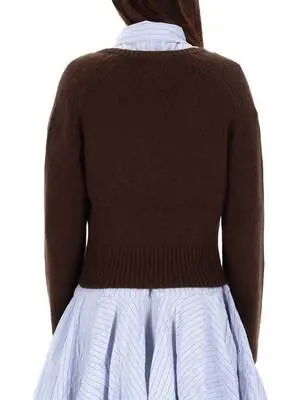 GANNI V-neck Sweater - Brown