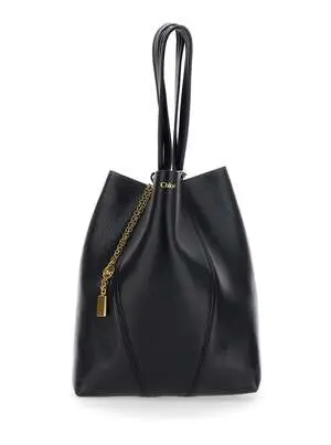 Chloé Spin" Shoulder Bag With Logo Medallion Detail In Grained Leather - Multicolor