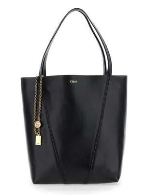Chloé Spin" Shoulder Bag With Logo Medallion Detail In Grained Leather - Multicolor