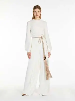 Max Mara Ninfa Virgin Wool Wide Leg Pants - Multicolor