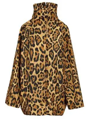 ALAÏA Alaïa Layered Ocelot Print Twill Coat