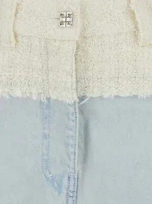Givenchy High Waist Wide Leg Jeans With Tweed Detail - Multicolor