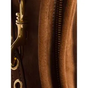 Miu Miu Suede Embossed Logo Shoulder Bag - Brown