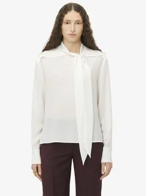 Alexander McQueen Silk Blouse With Scarf Detail - Multicolor