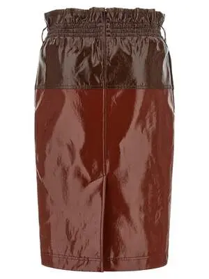 Saint Laurent Color-block Cotton Midi Skirt With Patent Effect