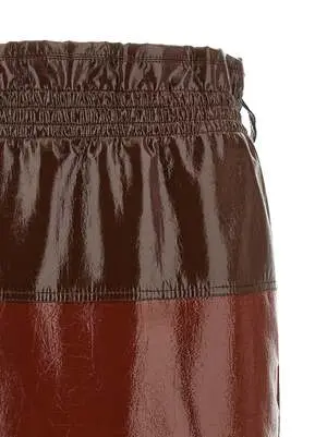 Saint Laurent Color-block Cotton Midi Skirt With Patent Effect
